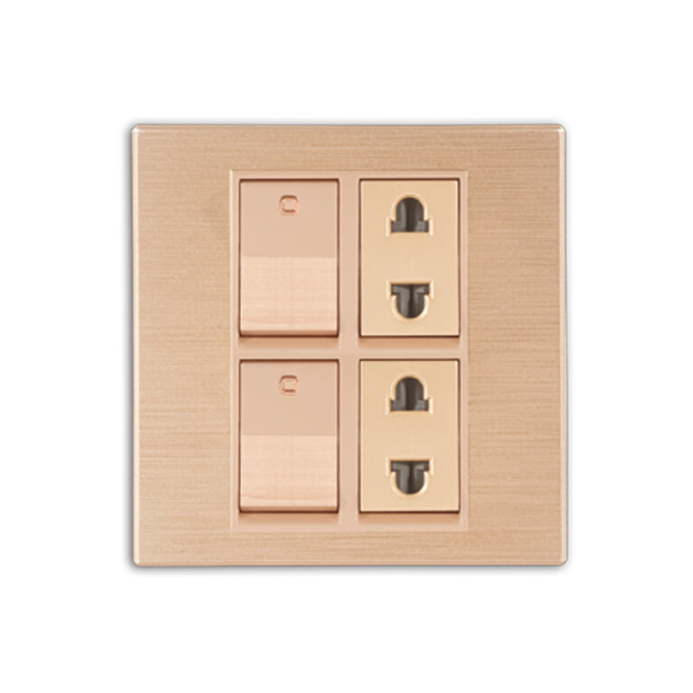 2 Gang Switch With 2 Pin Socket Fiha Star Gold – Appollo Power Ltd.